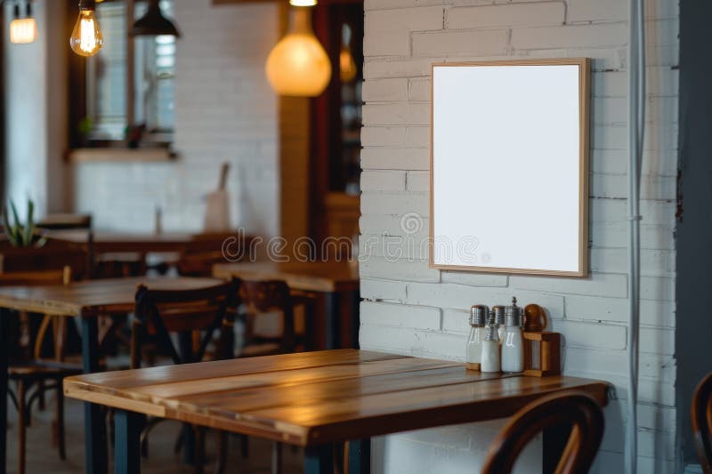 White Blank Restaurant Menu Sign on a Table Stock Photo - Image of ...