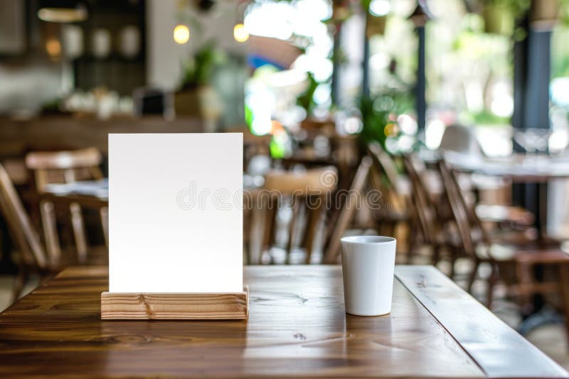 White Blank Restaurant Menu Sign on a Table Stock Photo - Image of ...