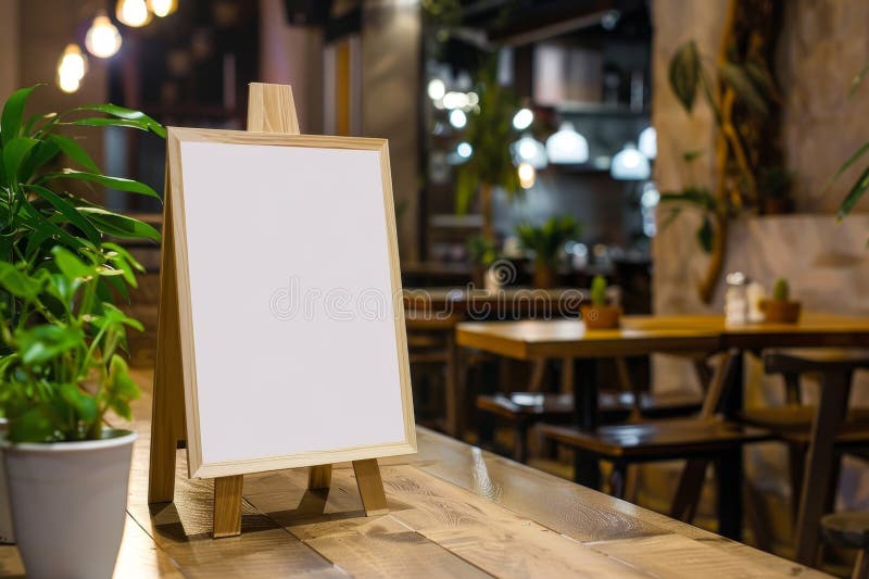 White Blank Restaurant Menu Sign on a Table Stock Photo - Image of ...