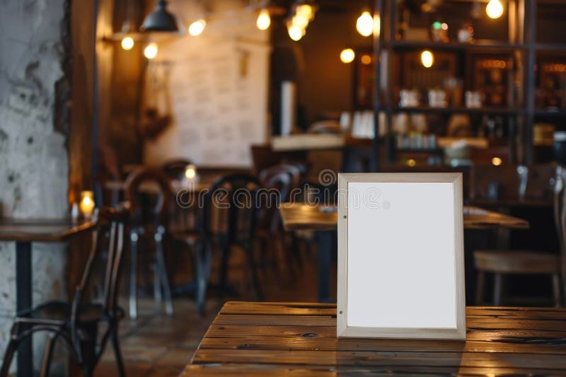 White Blank Restaurant Menu Sign on a Table Stock Photo - Image of ...
