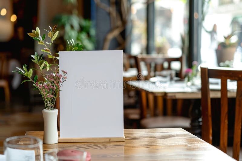 White Blank Restaurant Menu Sign on a Table Stock Photo - Image of ...