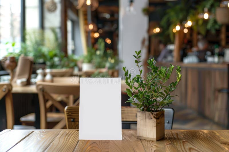White Blank Restaurant Menu Sign on a Table Stock Photo - Image of ...