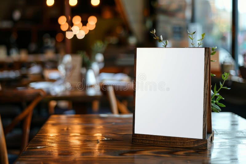 White Blank Restaurant Menu Sign on a Table Stock Image - Image of ...
