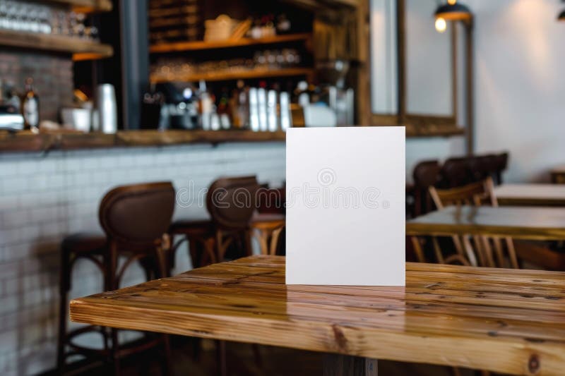 White Blank Restaurant Menu Sign on a Table Stock Photo - Image of ...