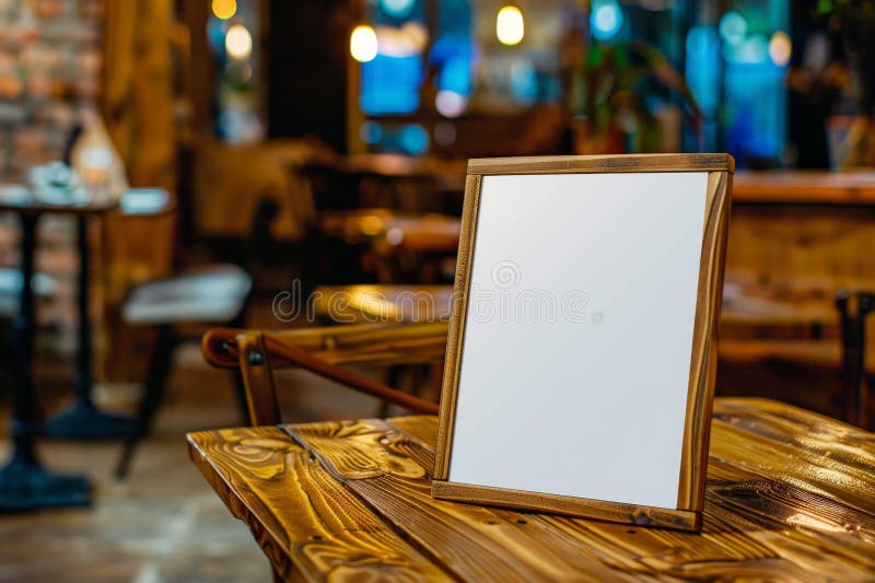 White Blank Restaurant Menu Sign on a Table Stock Image - Image of cafe ...