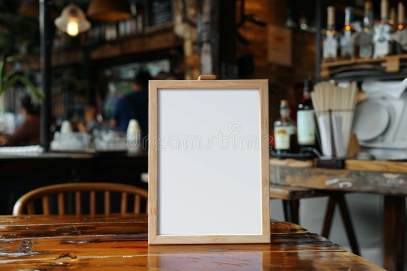 White Blank Restaurant Menu Sign on a Table Stock Image - Image of ...