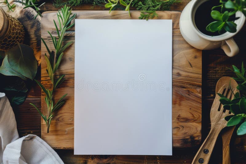 White Blank Restaurant Menu Sign on a Table Stock Image - Image of ...