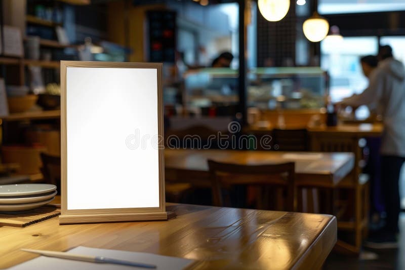 White Blank Restaurant Menu Sign on a Table Stock Photo - Image of cafe ...