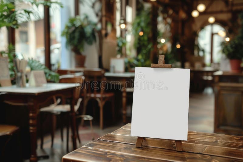 White Blank Restaurant Menu Sign on a Table Stock Image - Image of ...
