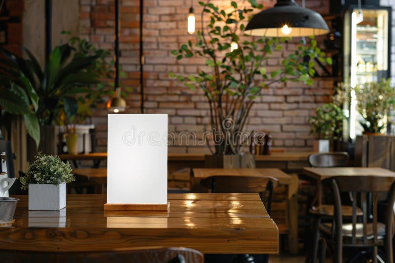 White Blank Restaurant Menu Sign on a Table Stock Photo - Image of cafe ...
