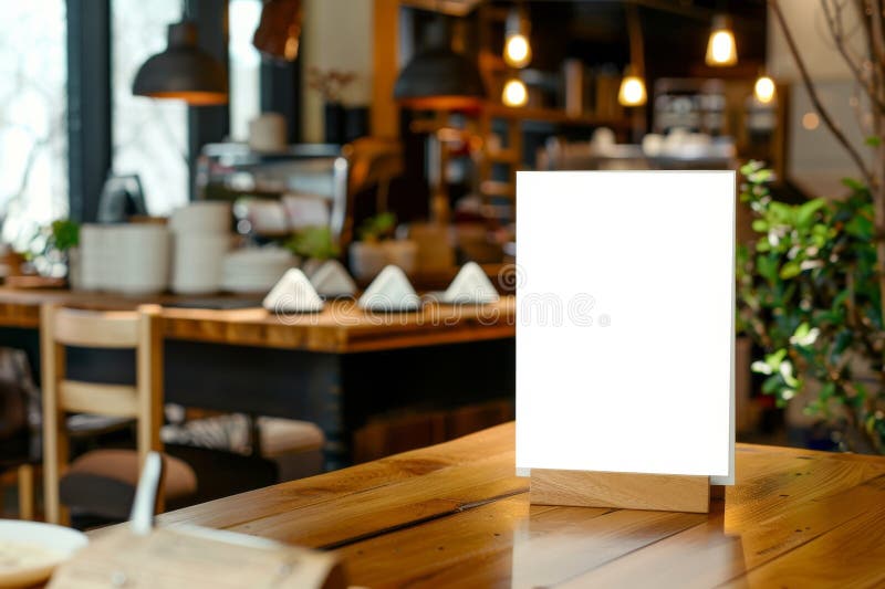 White Blank Restaurant Menu Sign on a Table Stock Image - Image of ...