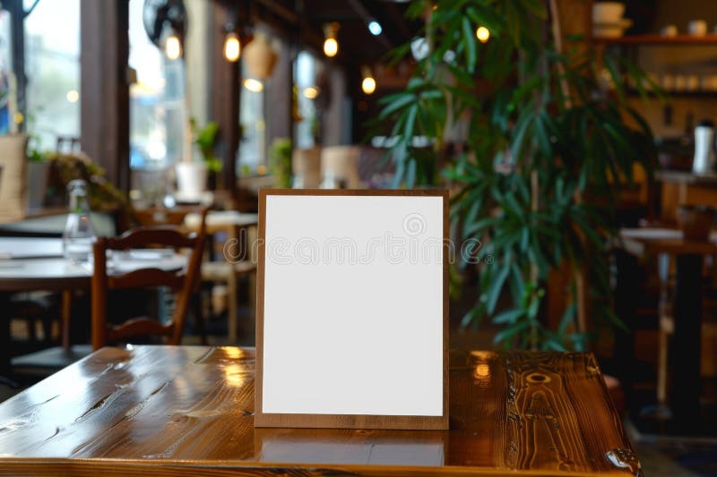White Blank Restaurant Menu Sign on a Table Stock Image - Image of ...