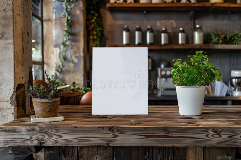 White Blank Restaurant Menu Sign on a Table Stock Photo - Image of ...