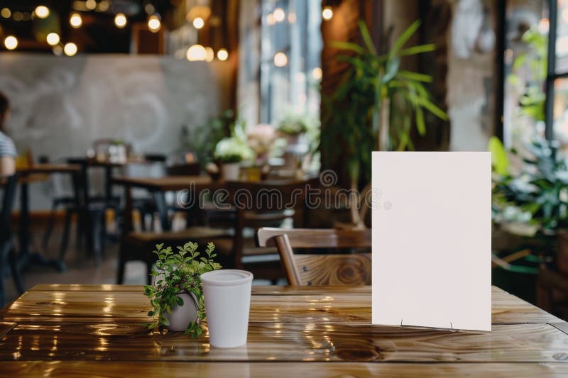 White Blank Restaurant Menu Sign on a Table Stock Photo - Image of ...