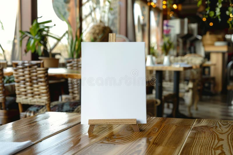 White Blank Restaurant Menu Sign on a Table Stock Image - Image of ...
