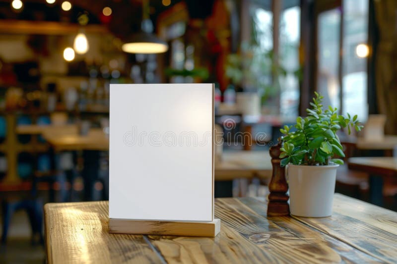 White Blank Restaurant Menu Sign on a Table Stock Photo - Image of ...