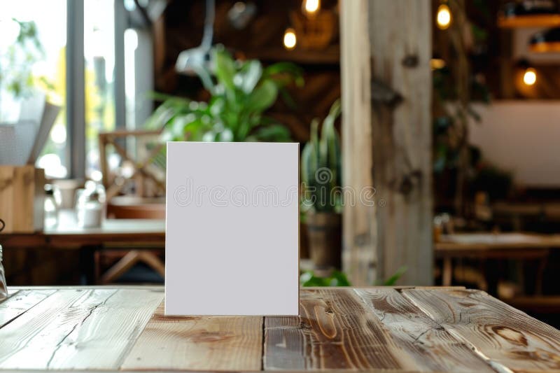 White Blank Restaurant Menu Sign on a Table Stock Photo - Image of ...