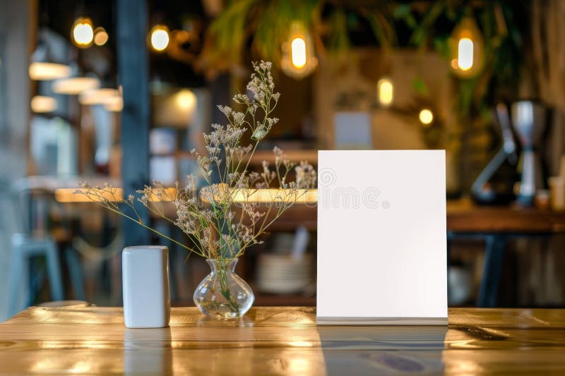 White Blank Restaurant Menu Sign on a Table Stock Photo - Image of cafe ...
