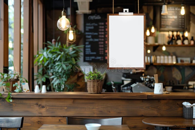 White Blank Restaurant Menu Sign on a Table Stock Image - Image of ...
