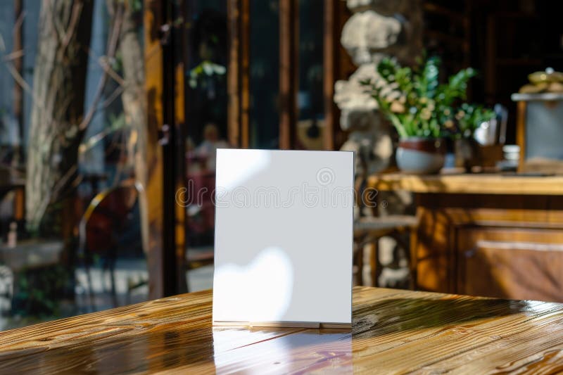 White Blank Restaurant Menu Sign on a Table Stock Photo - Image of ...