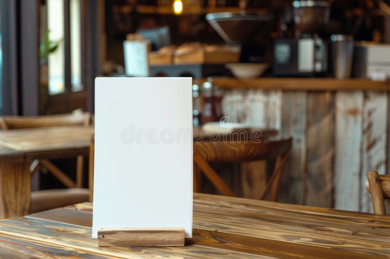 White Blank Restaurant Menu Sign on a Table Stock Image - Image of ...