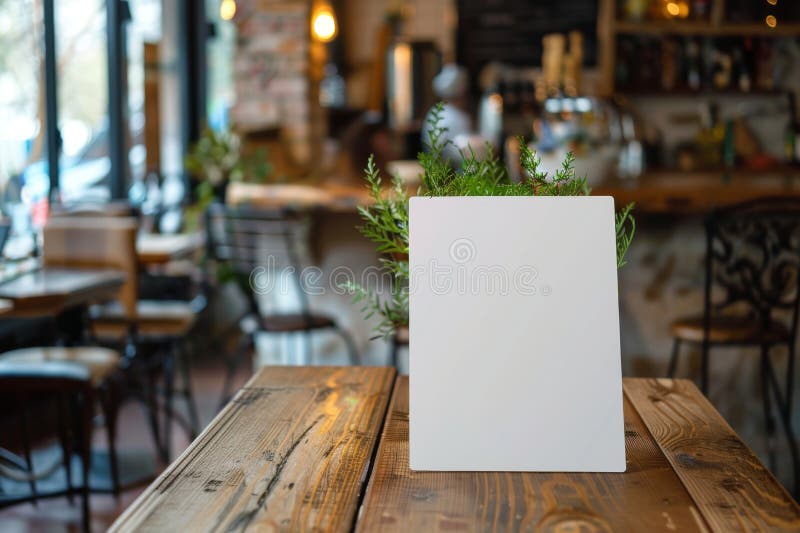White Blank Restaurant Menu Sign on a Table Stock Image - Image of ...