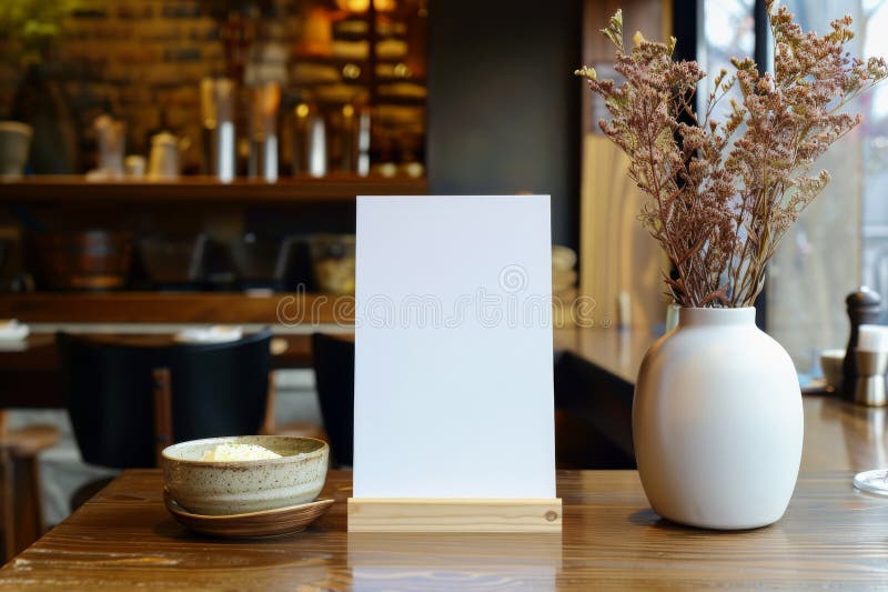 White Blank Restaurant Menu Sign on a Table Stock Photo - Image of ...