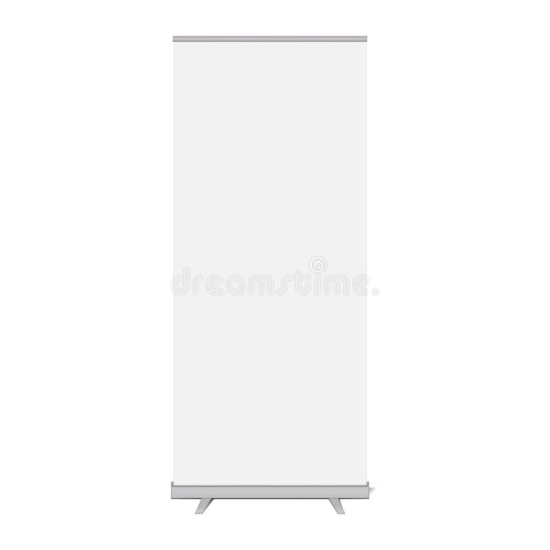 White Blank Roll-up Banner Stand, Vector Mockup. Vertical Roller ...