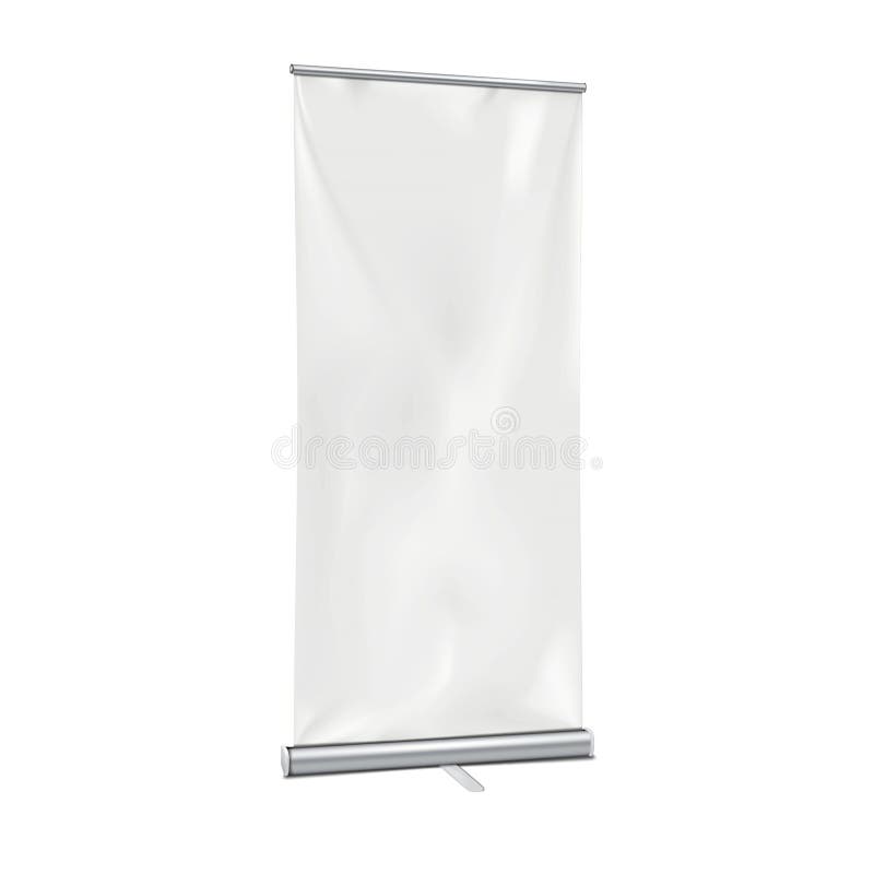 White Blank Roll-up Retractable Banner Stand Vector Mock-up. Vertical ...