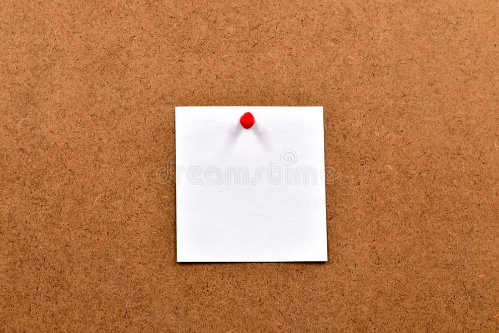 White Blank Sheet of Paper Attached To the Chipboard with a Push Button ...