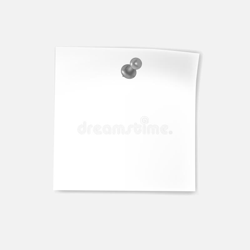 White Blank Sheet of Paper with Drawing Pin, Vector Mock-up Stock ...