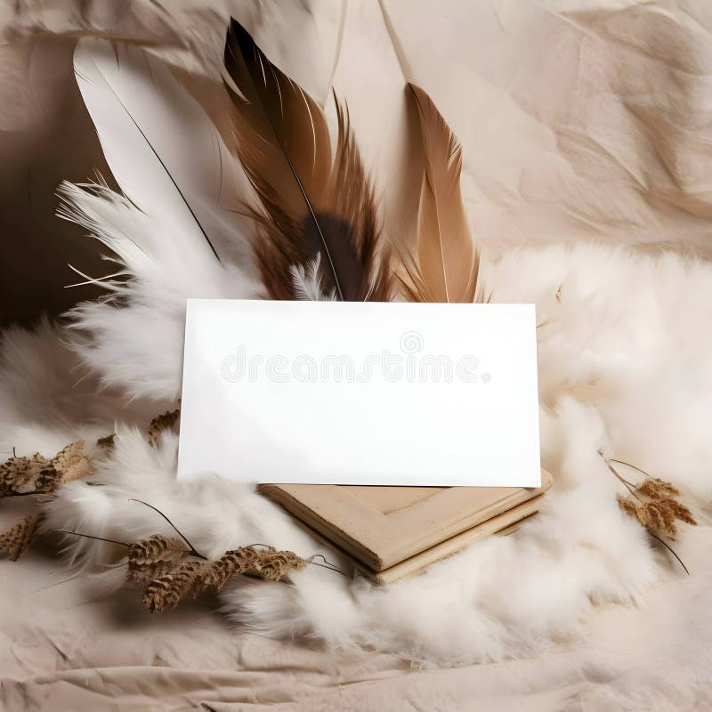 A White Blank Sheet Surrounded by Feathers and White Fluff Stock Vector ...