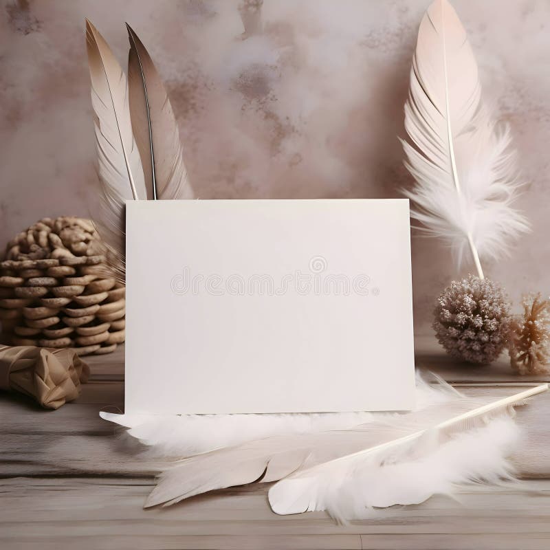 A White Blank Sheet Surrounded by Feathers and White Fluff Stock Vector ...