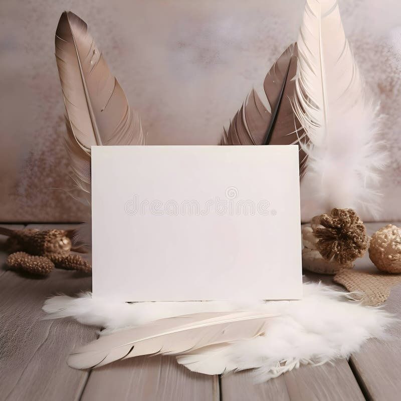 A White Blank Sheet Surrounded by Feathers and White Fluff Stock Vector ...