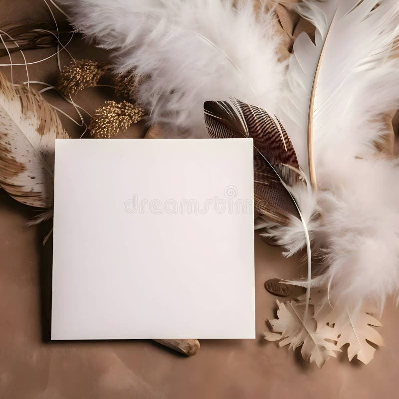 A White Blank Sheet Surrounded by Feathers and White Fluff Stock Vector ...