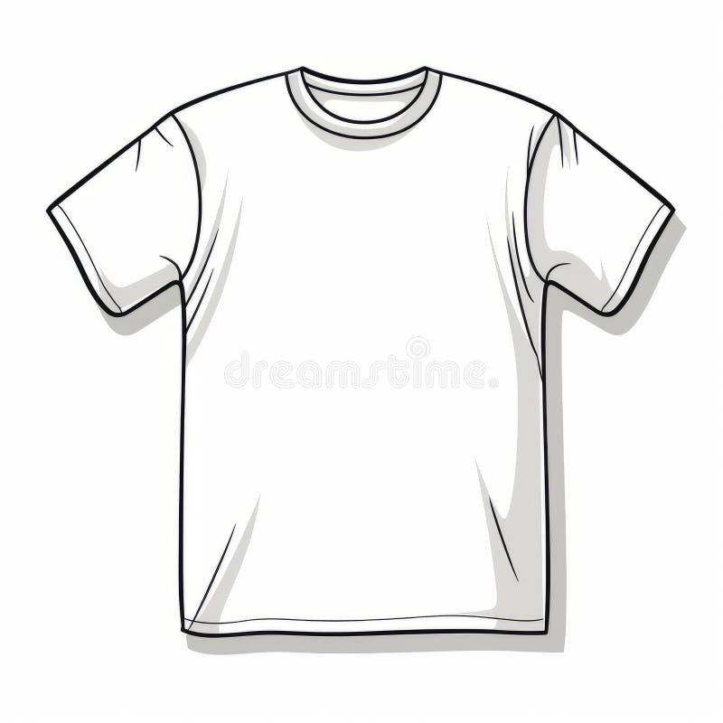 Clean and Sharp Outline T-shirt Illustration on White Background Stock ...