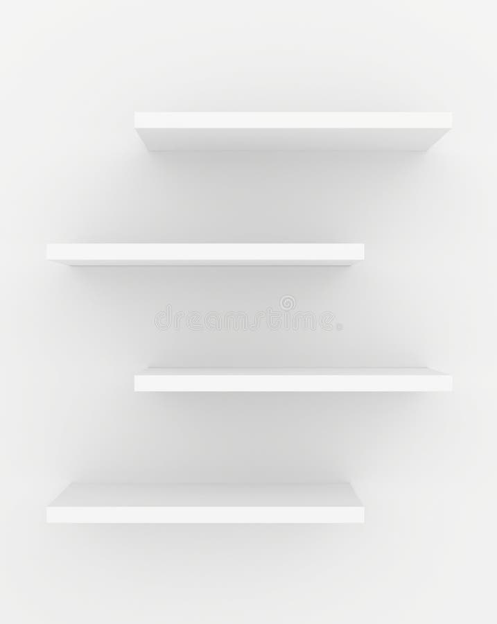 Blank Showcase Displays Shelves Front View Isolated on White Background ...