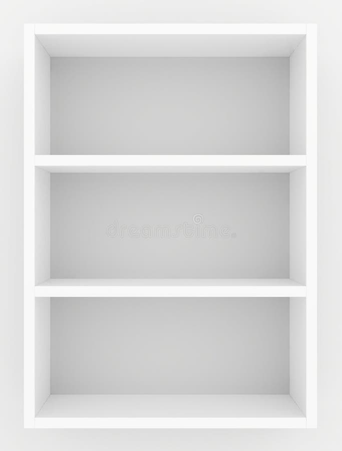 White Blank Showcase Displays Shelves Front View. 3D Rendering Stock ...
