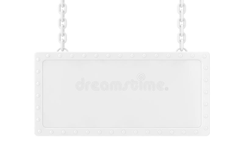 White Blank Sign Hanging on a Chain in Clay Style. 3d Rendering Stock ...