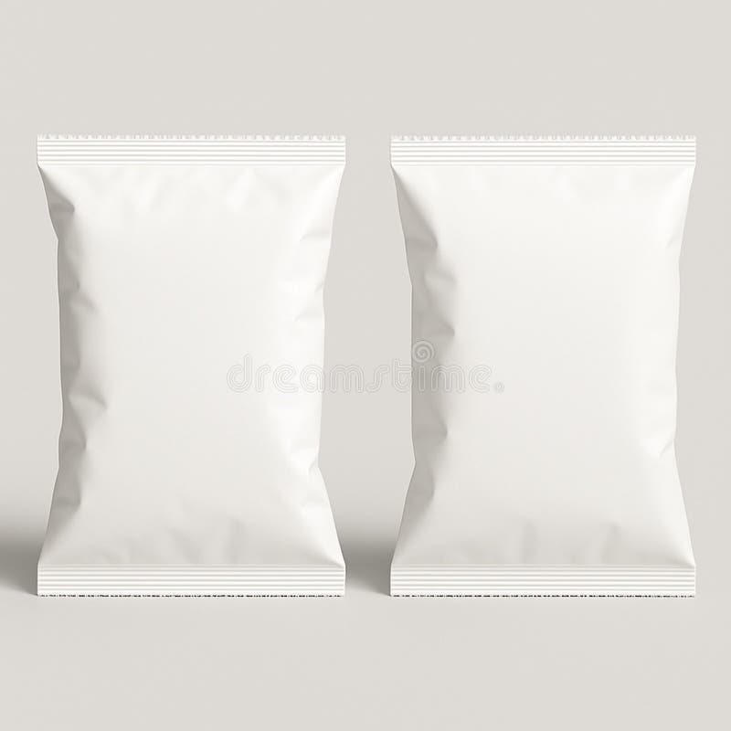 White Blank Snack Packaging Mockup on Neutral Background Stock ...