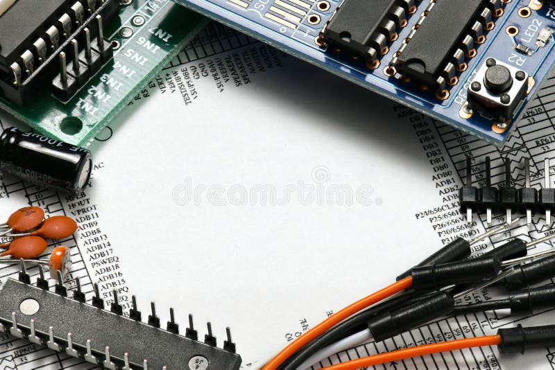 White Blank Space and Closeup of Electronic Components, Unit, Part ...