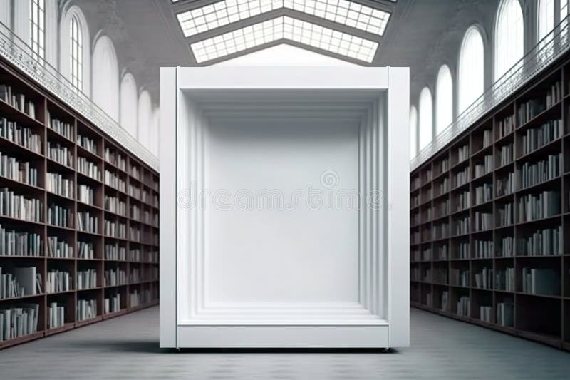 White Blank Space for Copy Space in the Middle of Library. Stock ...