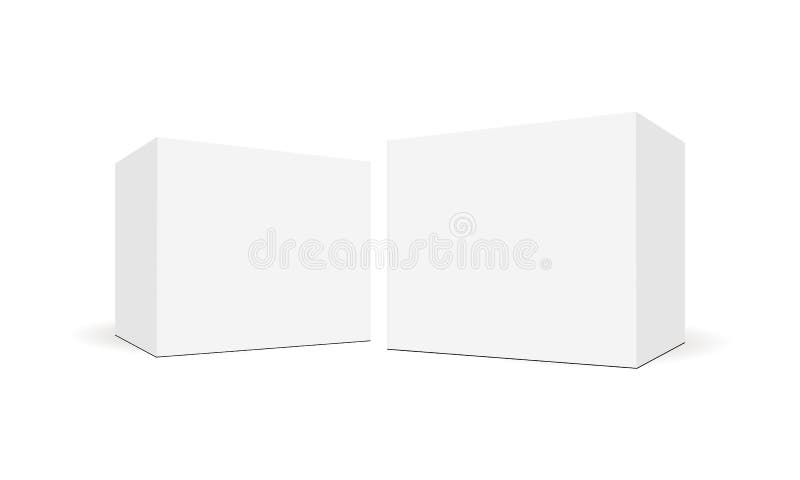 White Blank Square Boxes with Side Perspective View Stock Vector ...