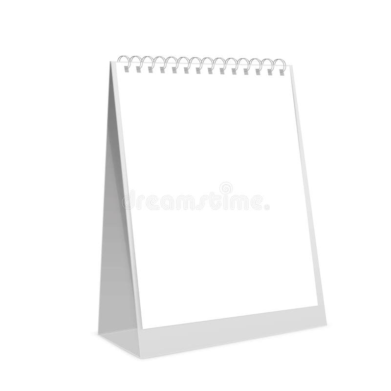 White, Blank Tabletop Calendar Standing Upright with Spiral Binding ...