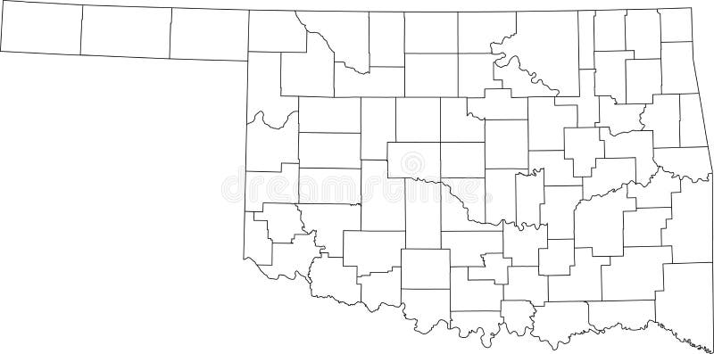 White Blank Counties Map of Oklahoma, USA Stock Vector - Illustration ...