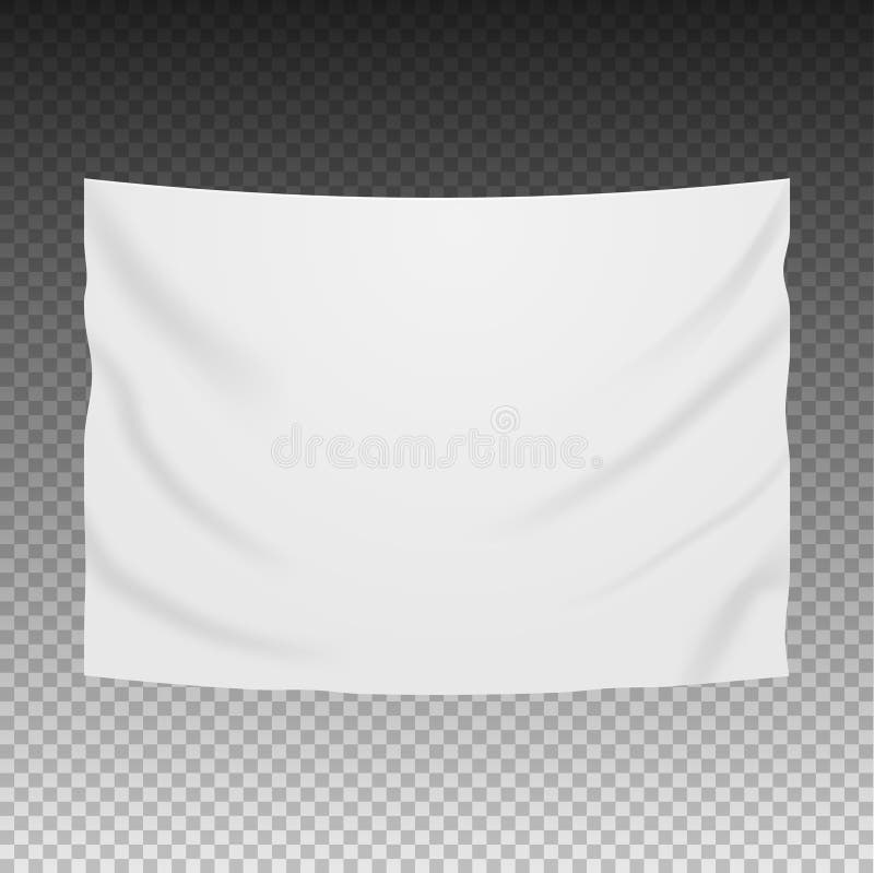 White Blank Vector Banner Textile. Empty Hanging Fabric Banner ...