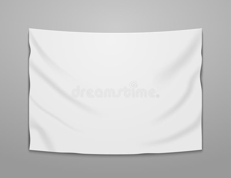 White Blank Vector Banner Textile. Empty Hanging Fabric Banner ...