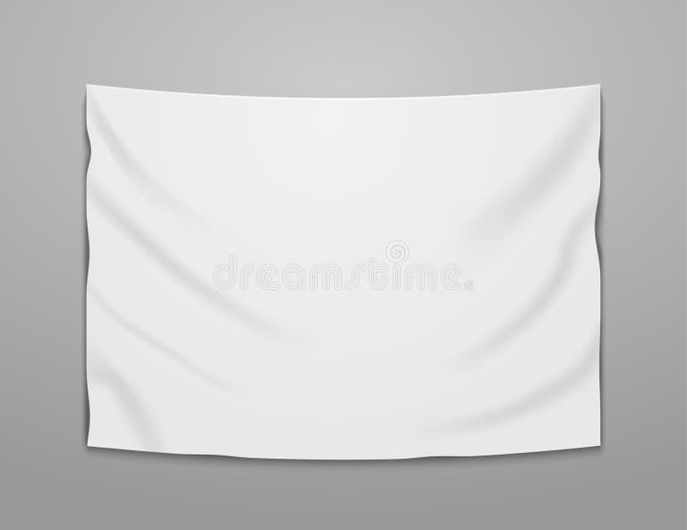 White Blank Vector Banner Textile. Empty Hanging Fabric Banner ...