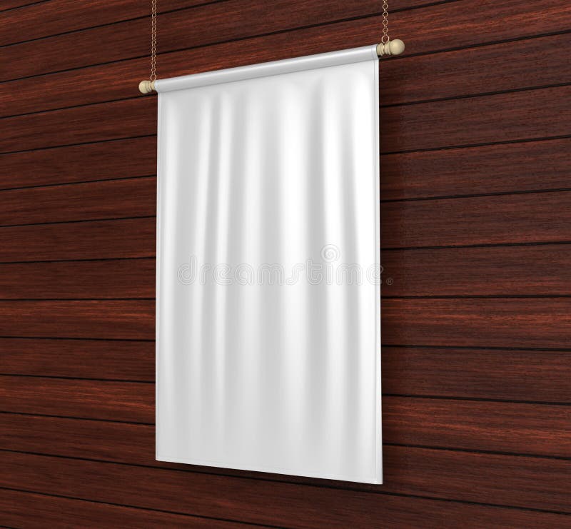 White Blank Vertical Flag Banner for Print Design Mock Up Template. 3d ...