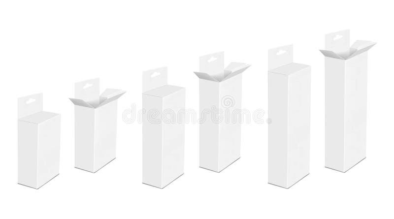 White Blank Vertical Rectangle Paper Box with Header Tab and Euro Hole ...